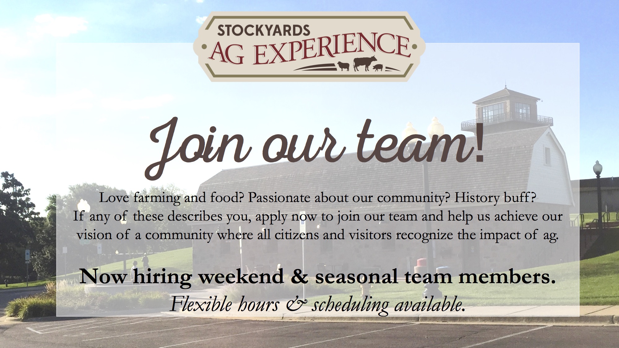 Now hiring weekend & seasonal team members